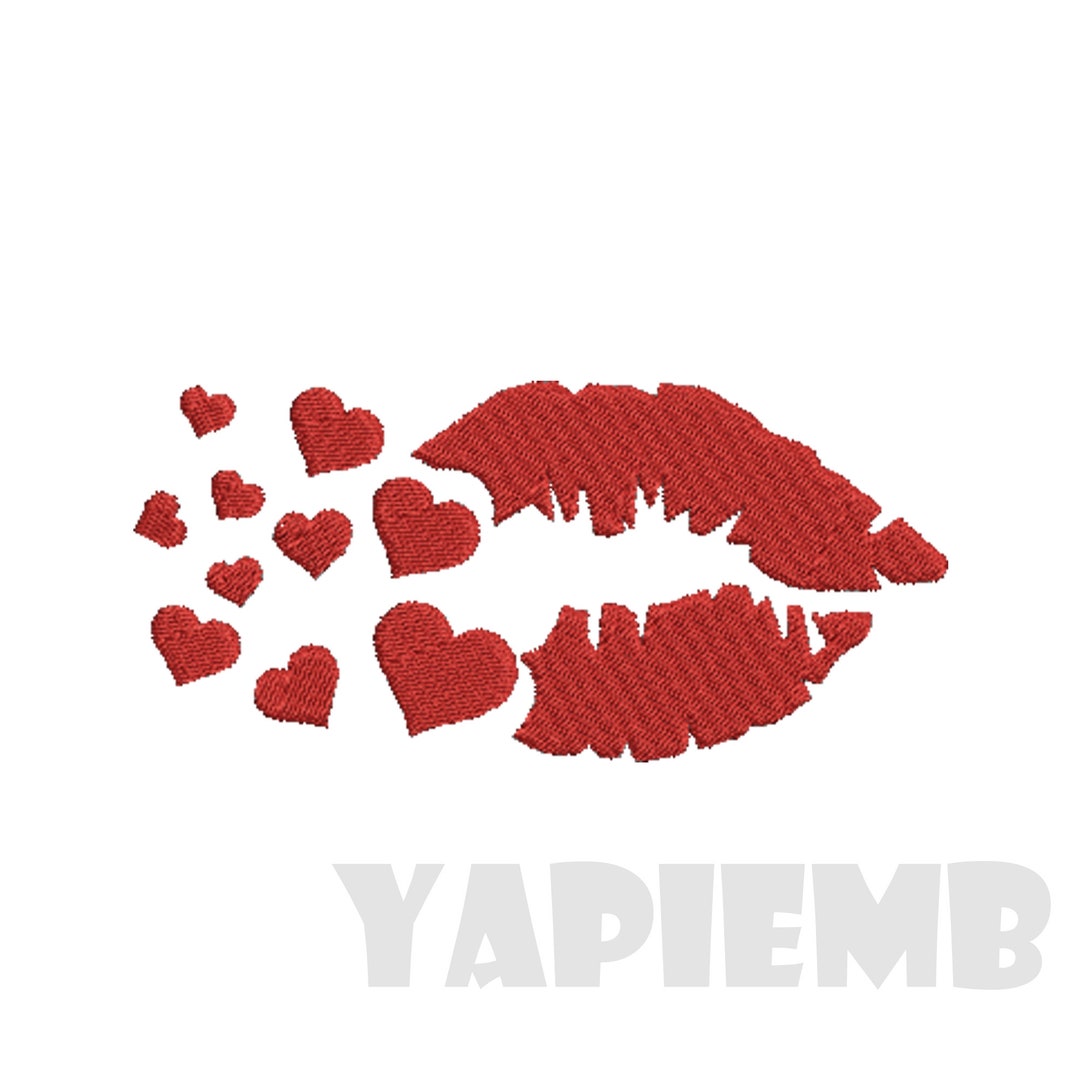 6 SIZES Lip Mark Embroidery Designs Machine Embroidery Designs PES ...