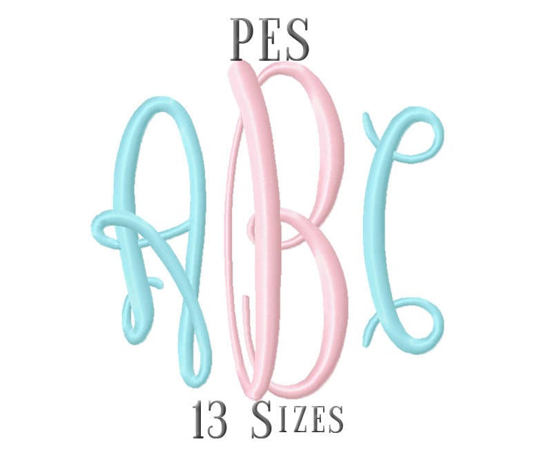 13 SIZE PES Fonts Oval Monogram Embroidery Fonts Embroidery | Etsy