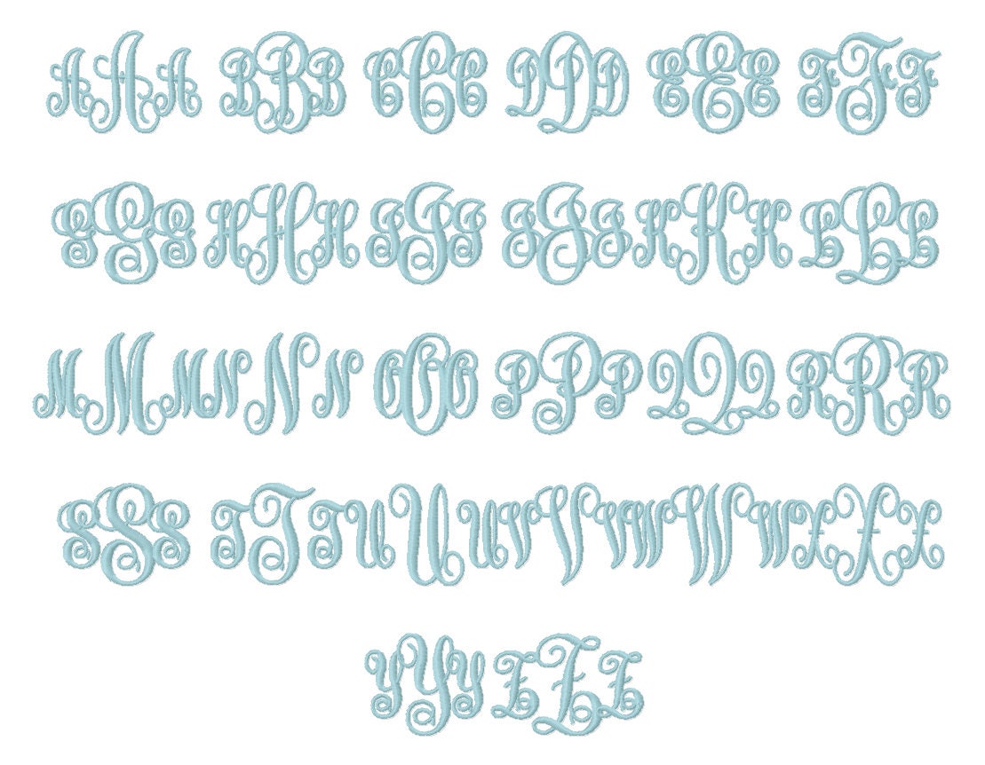 13 SIZE BX Fonts Interlocking Monogram Embroidery Fonts Embroidery ...