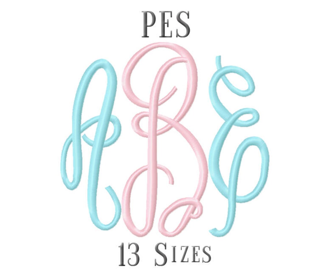 13 SIZE PES Fonts Fancy Monogram Embroidery Fonts Embroidery - Etsy