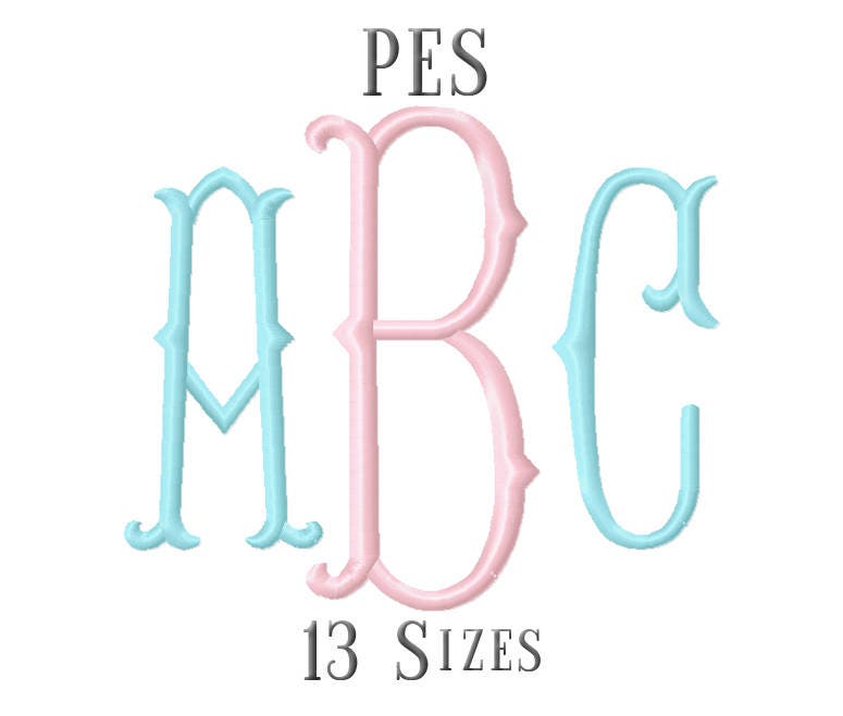 13 SIZE PES Fonts Fishtail Monogram Embroidery Fonts Embroidery Designs ...