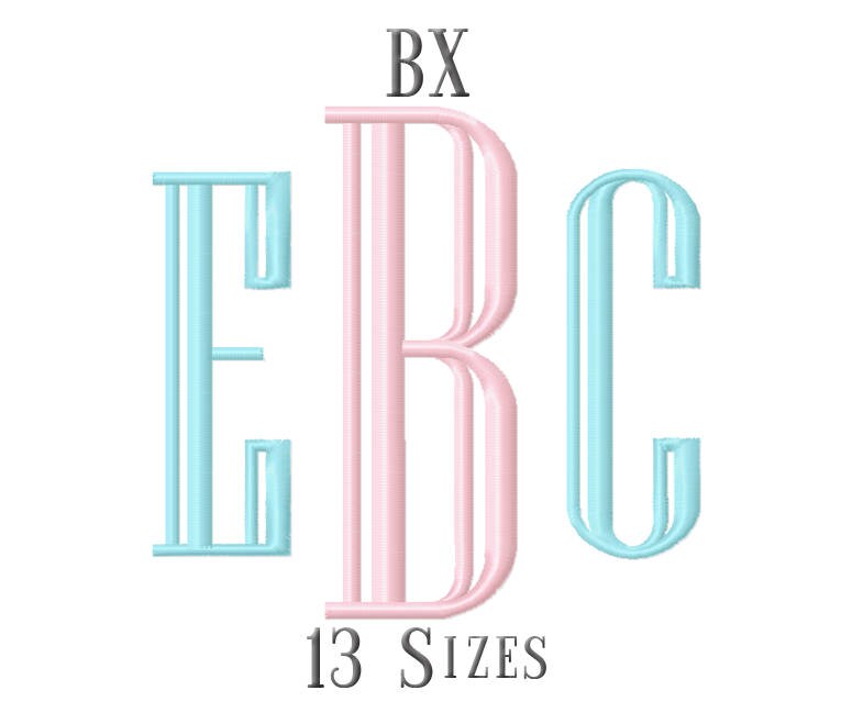 13 SIZE BX Fonts Engraved Monogram Embroidery Fonts Embroidery Designs ...