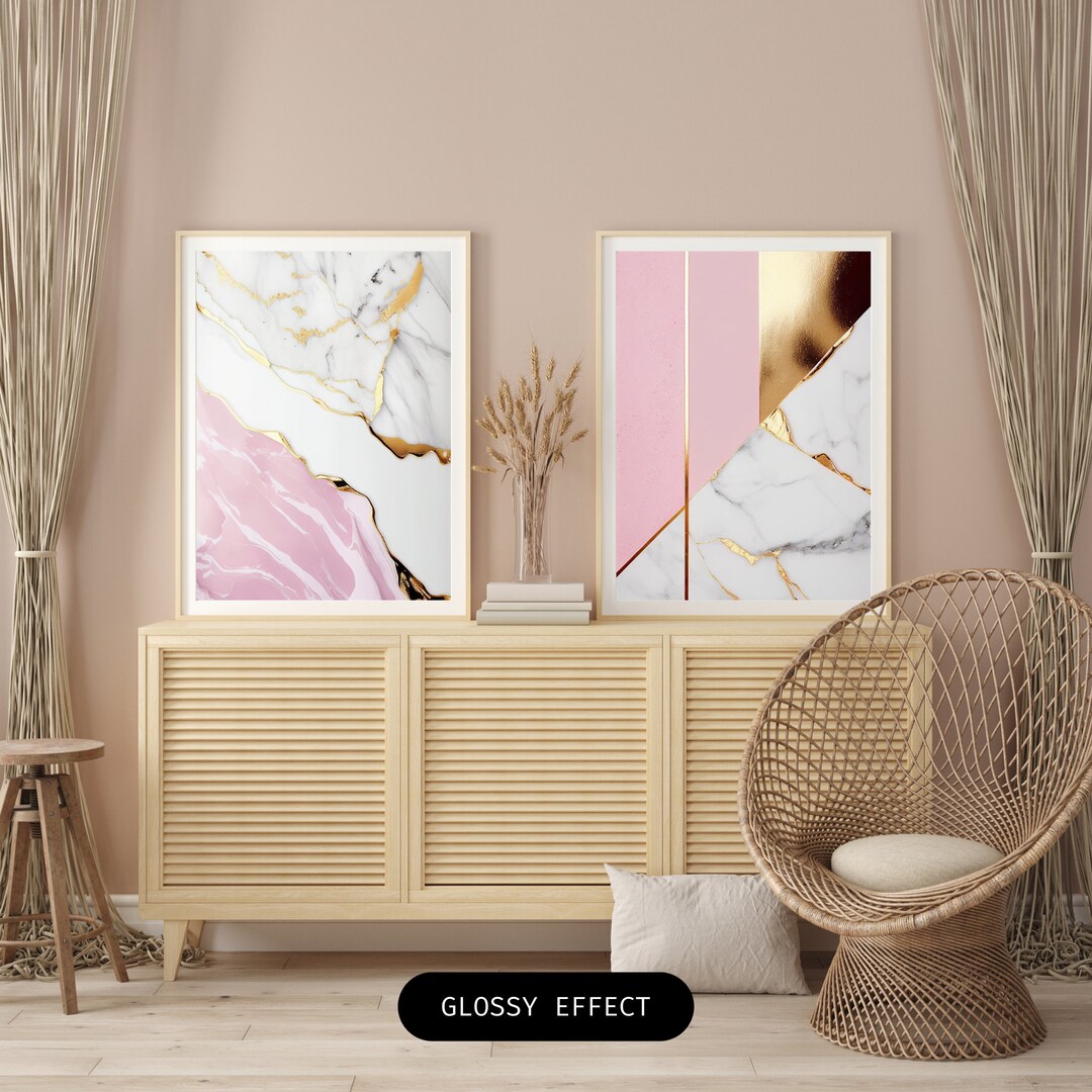 Printable Marble Texture Poster Set of 2 Pink White and - Etsy
