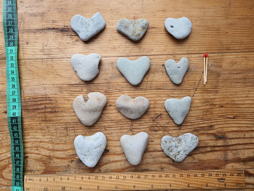12 Small Heart Pebbles/sea Stones Heart/natural Heart Rocks/heart ...
