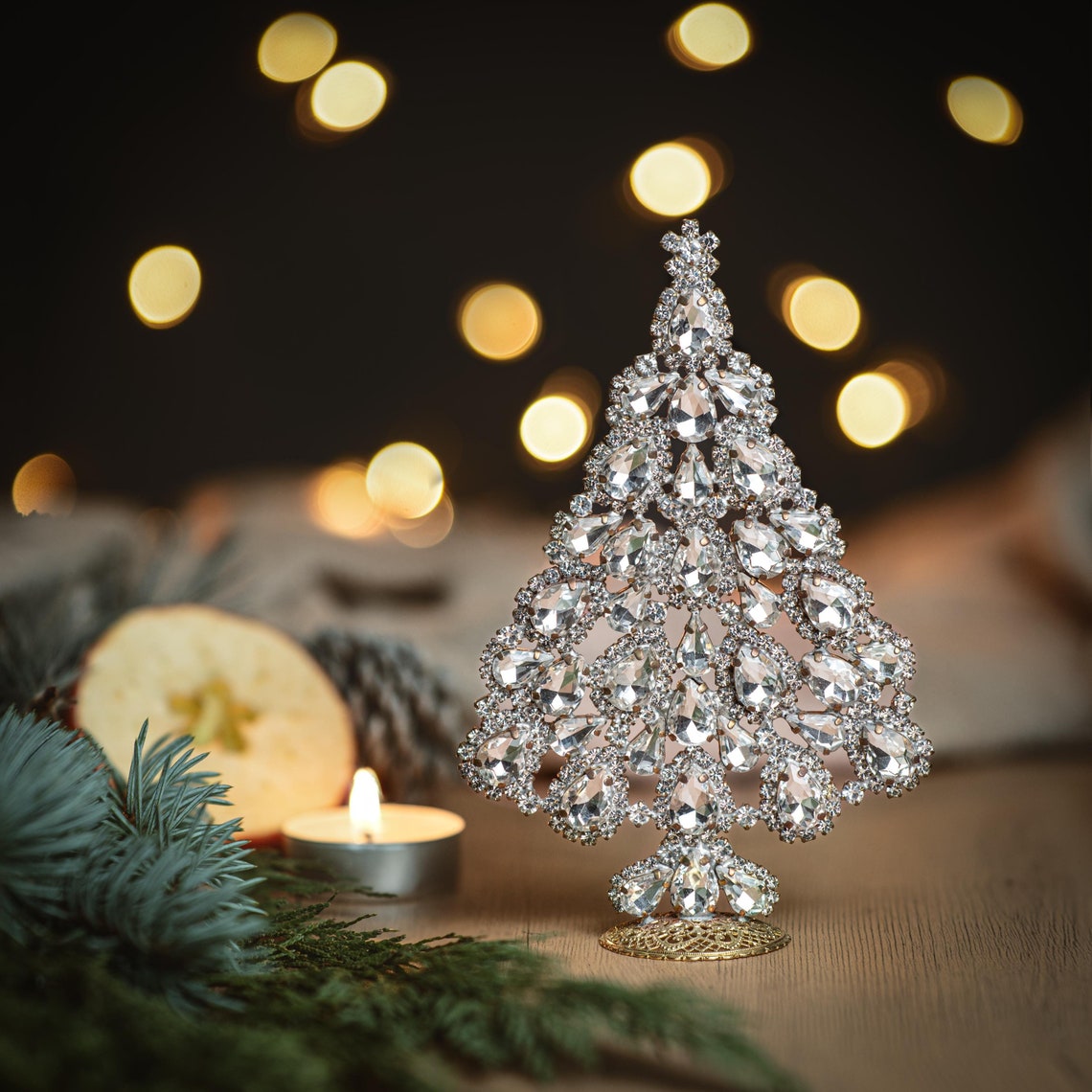 Splendid Table Top Czech Christmas Tree, Handcrafted With Beautiful ...
