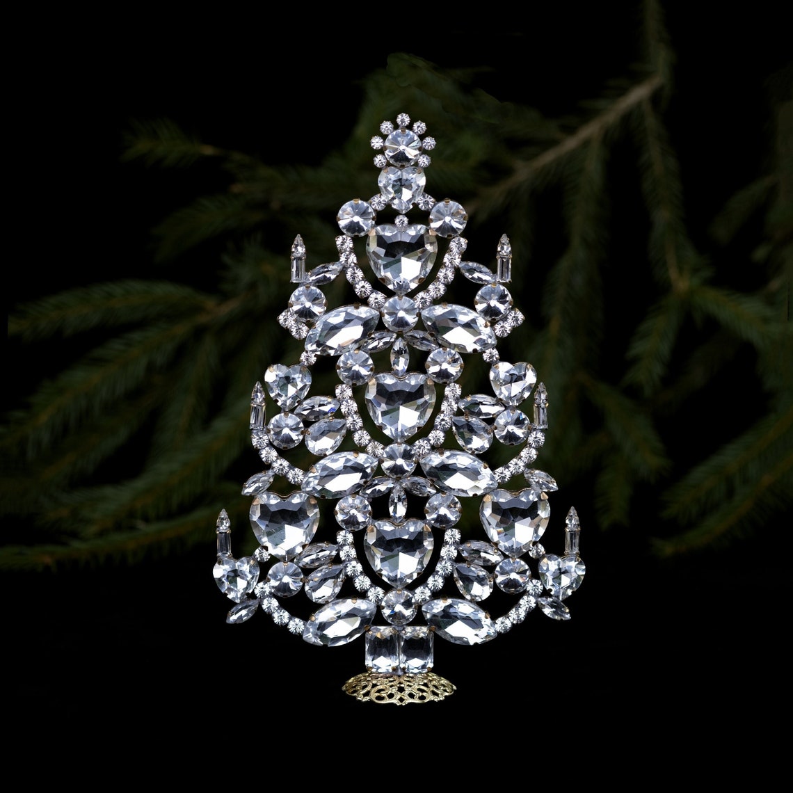 The Table Top Christmas Tree of Love Has Been Handcrafted With Clear ...