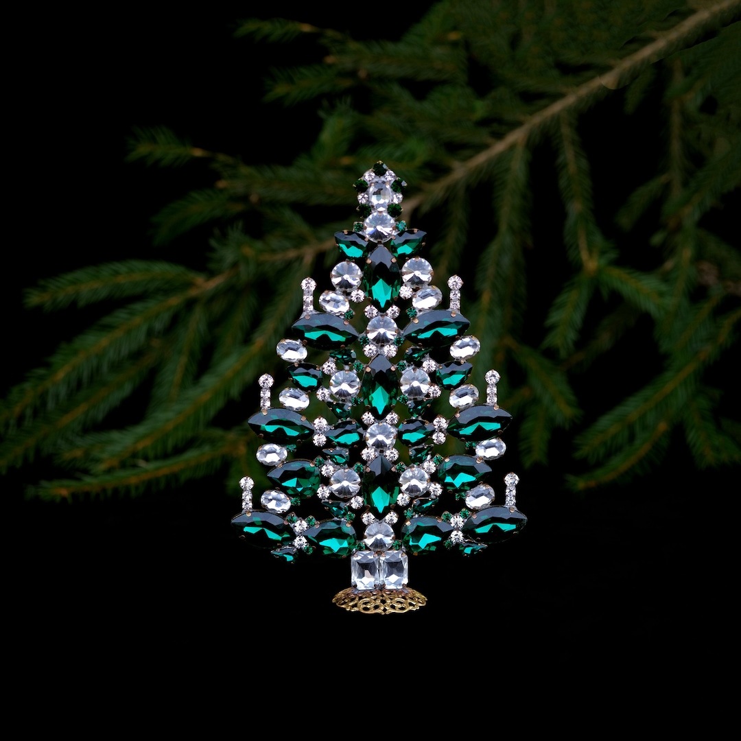 Dazzling Festive Table Top Xmas Tree, Handcrafted With Clear and ...