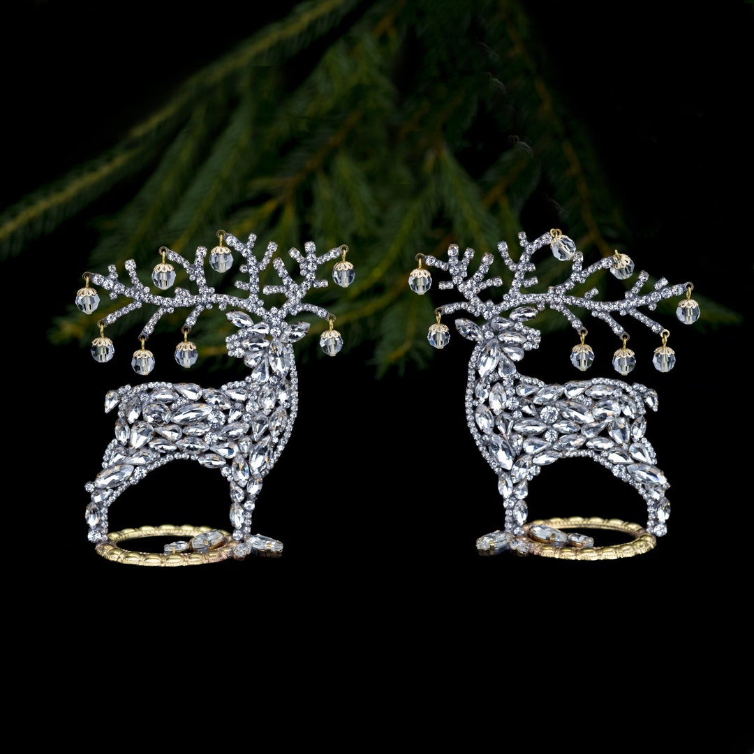 A Perfect Table Top Christmas Decoration. Set of Delicate Reindeer With ...
