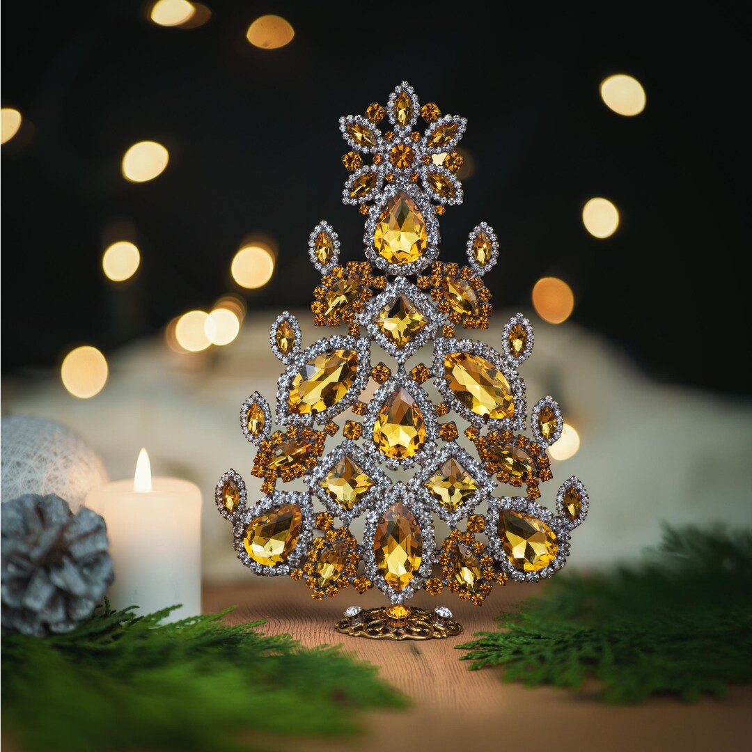 Bold Christmas Tree (yellow), Vintage Christmas Tree Handcrafted With ...