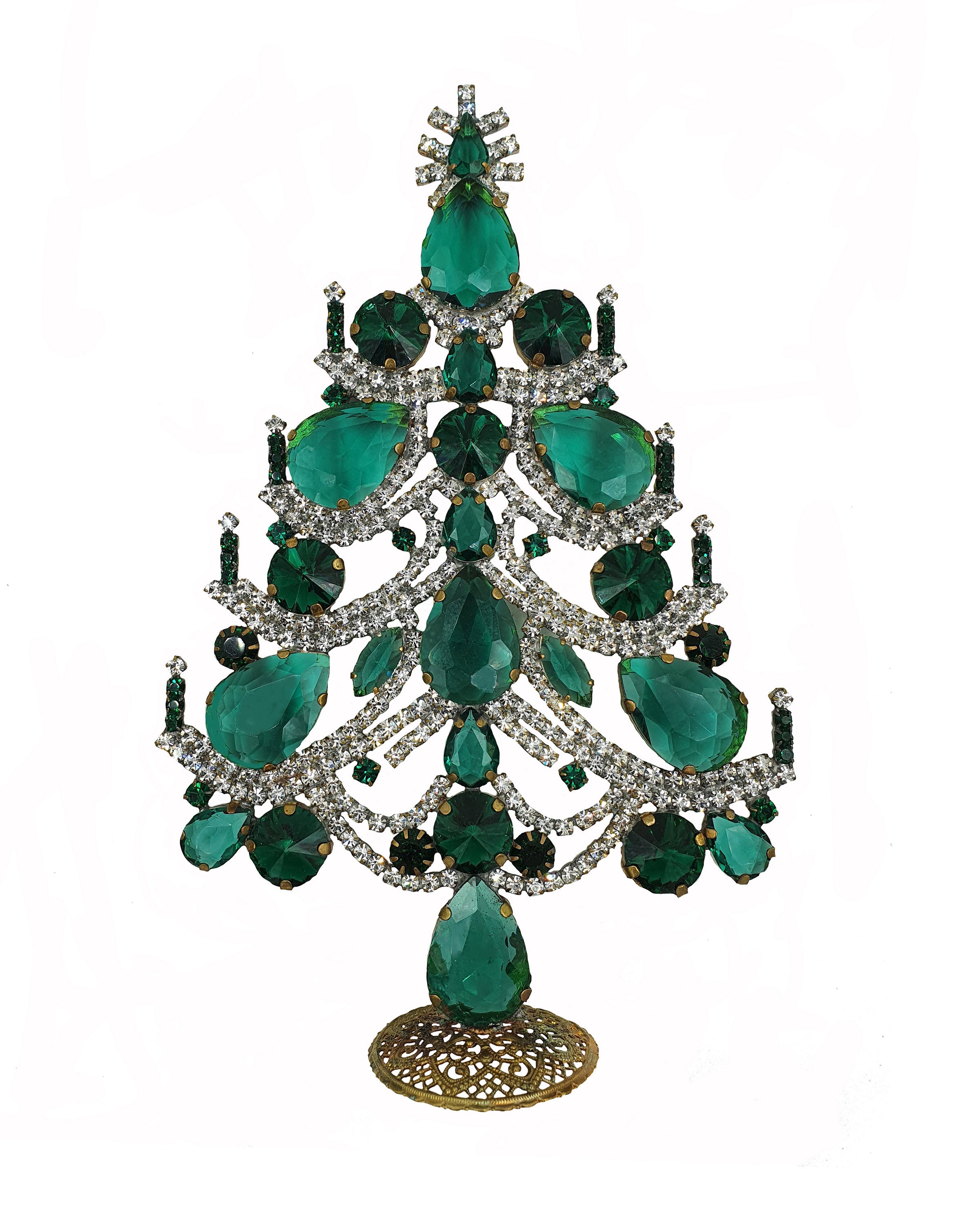 Charming Table Top Glass Xmas Tree, Handcrafted With Clear Coloured ...