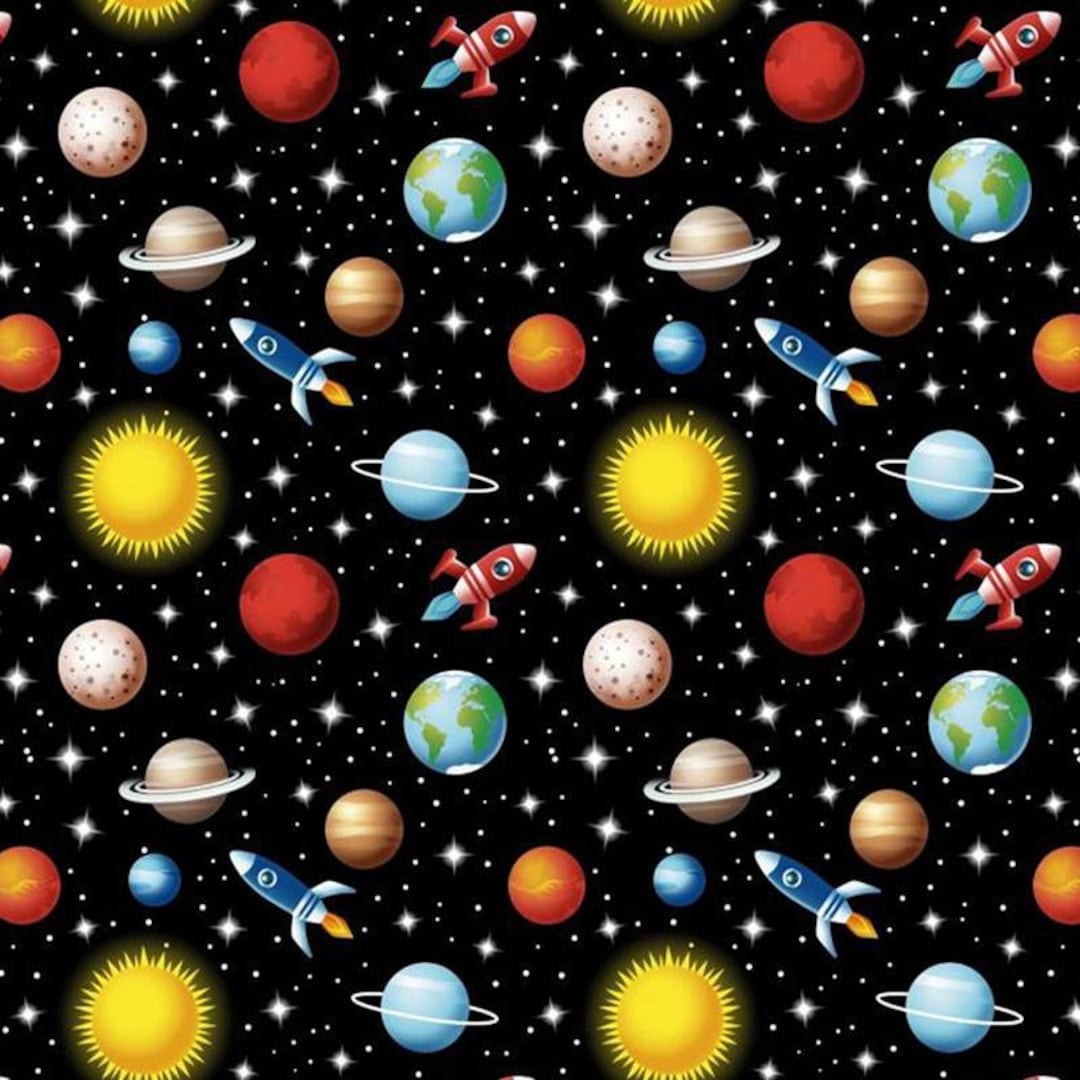 Univers Planets Space Cotton Fabric Night Sky Print Cotton Fabric,100% ...