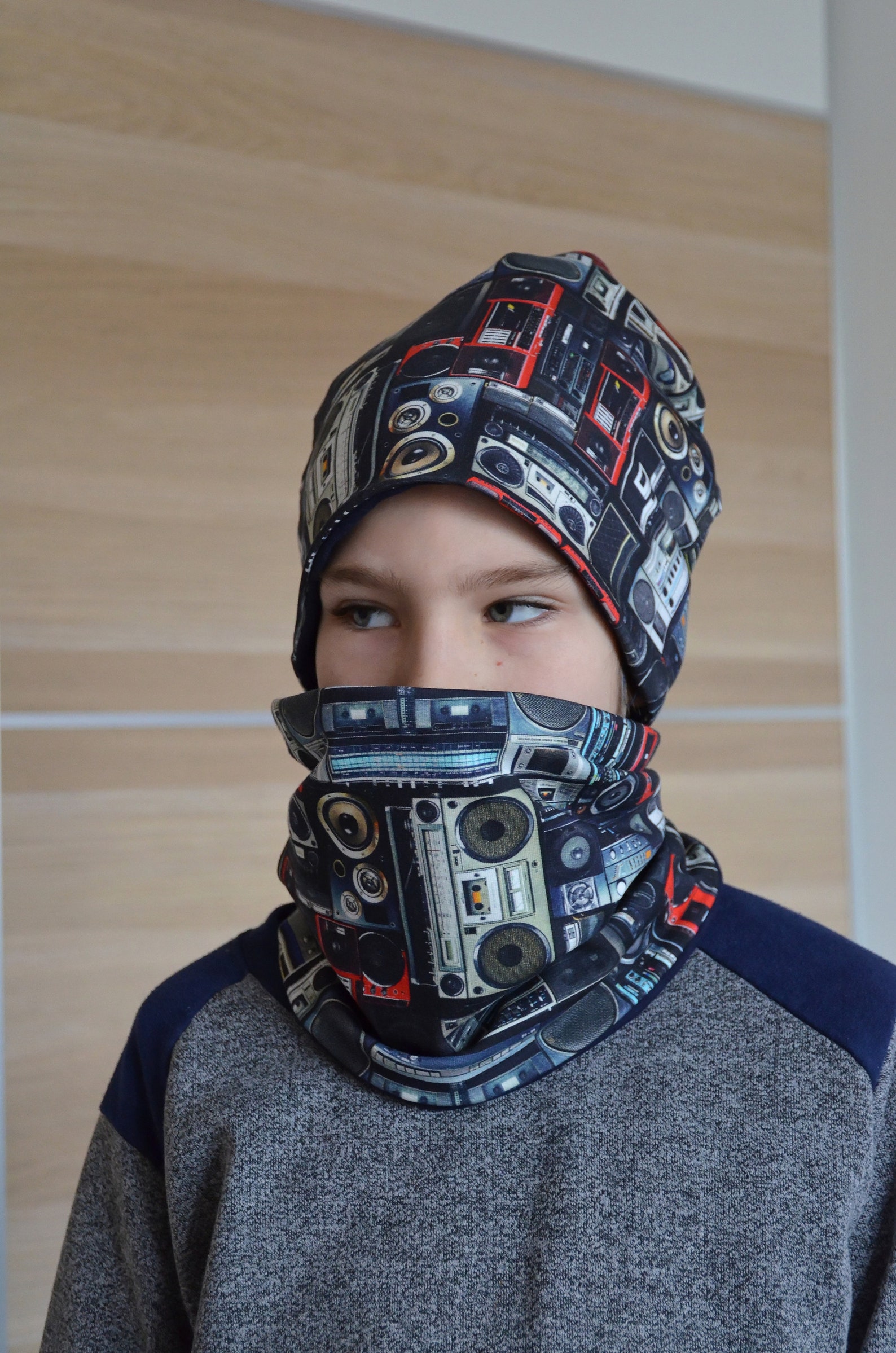 Radio Music Beanie and Loop,hi-fi Beanie Hat and Scarf/loop/neck Scarf ...