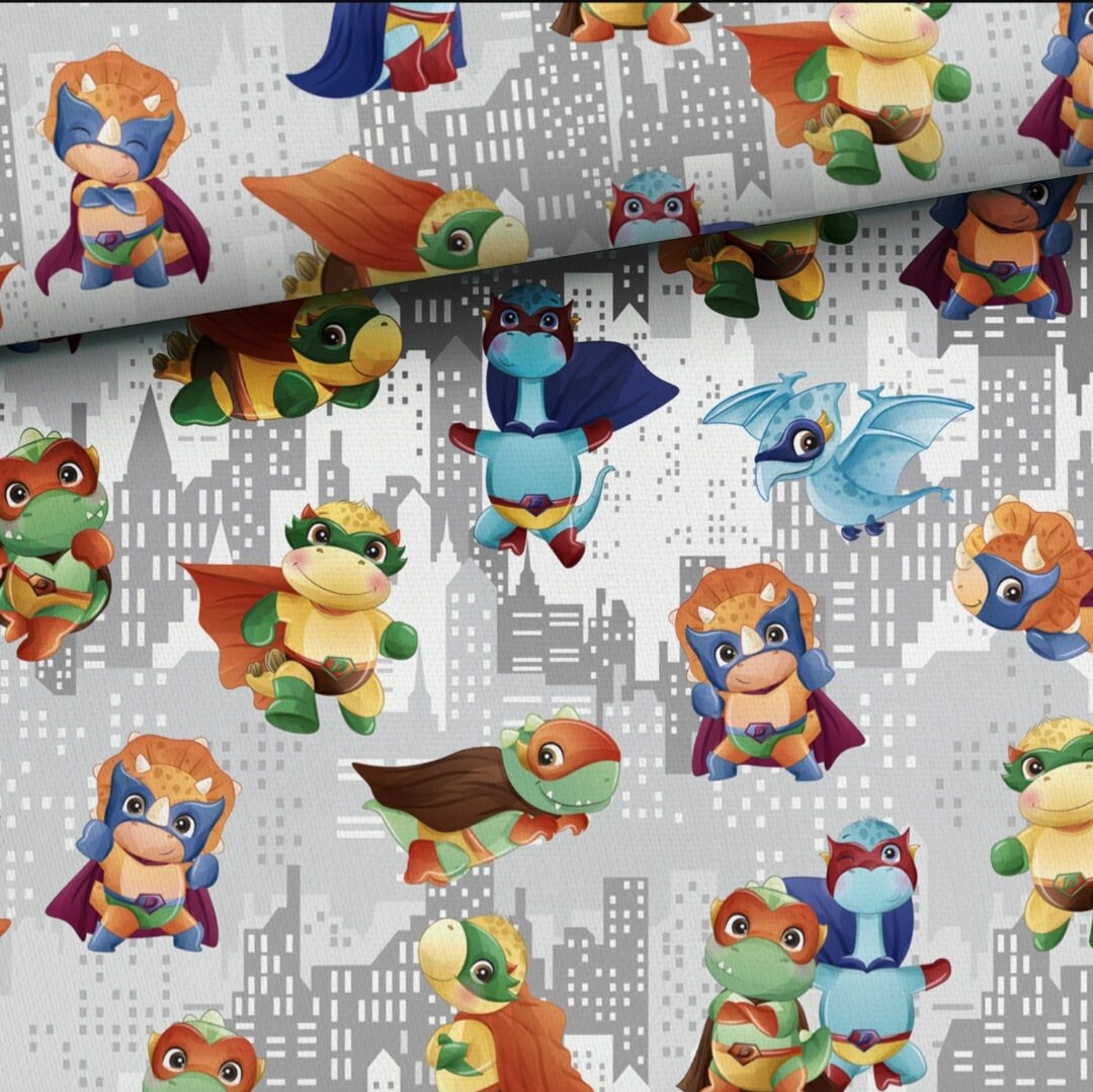 Superhero Dino Cotton Fabric Print Cotton Fabric,premium 100% Cotton ...