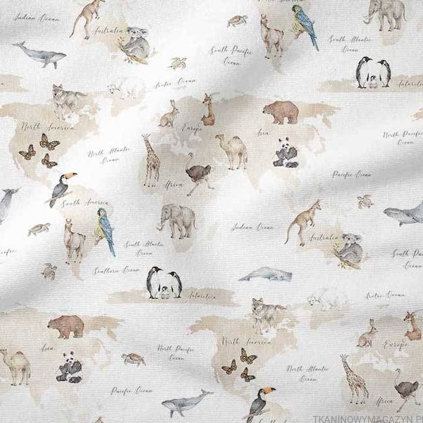 World Map Fabric - Etsy