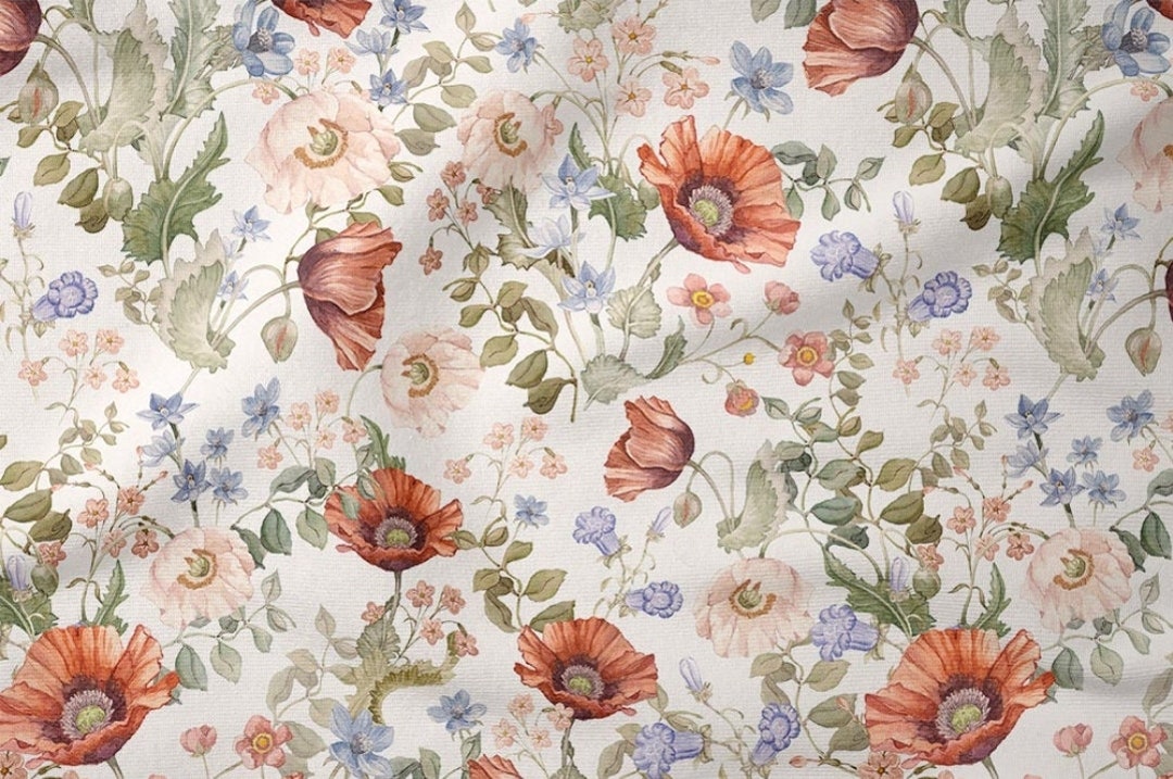 Field Flowers Fabric, Premium Digital Print Cotton, Beautiful Wild ...