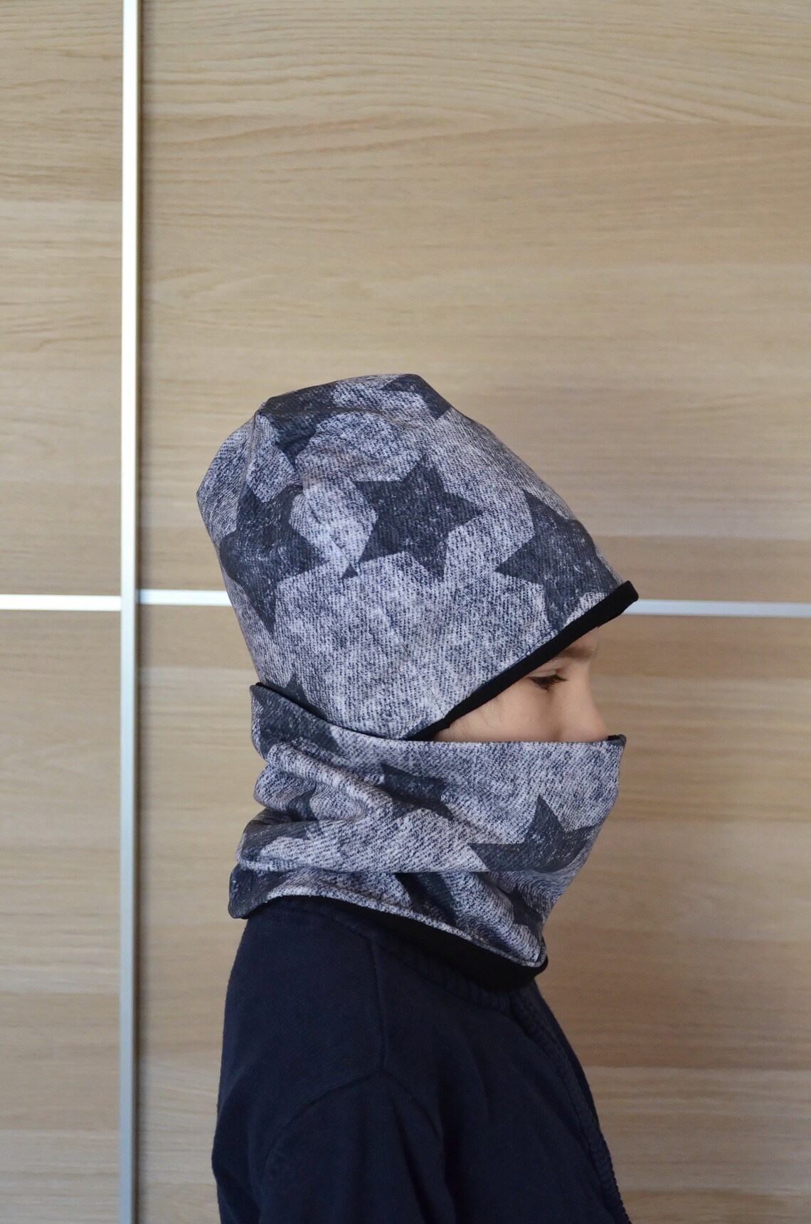 Stars Gray Jeans Beanie and Loop, Jersey Beanie Hat and Scarf/loop/neck ...