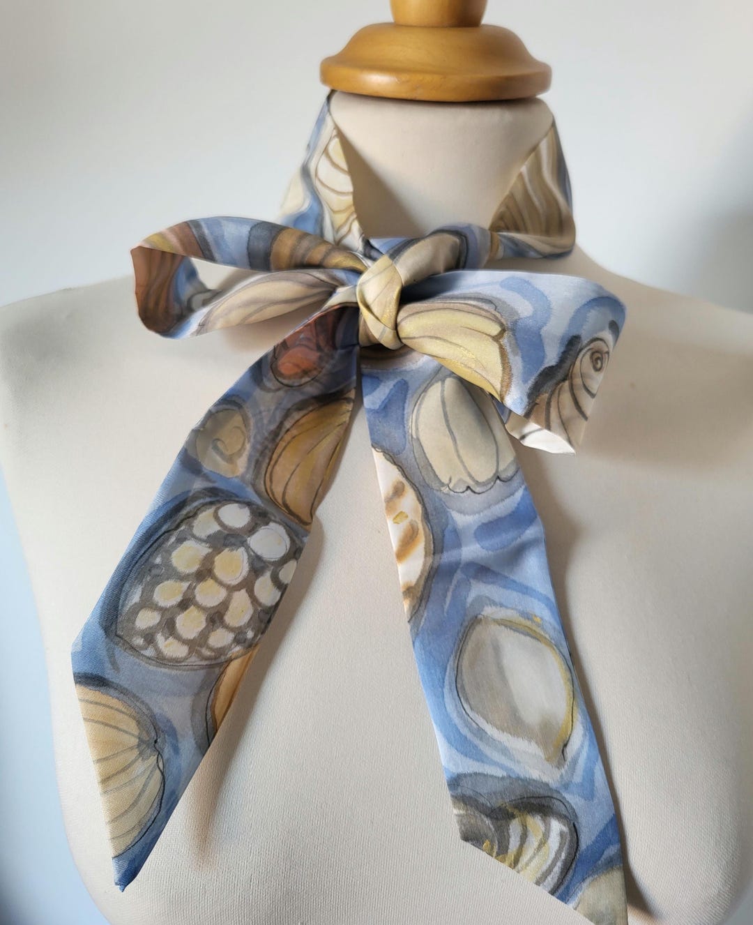 Hand Painted Silk Scarve With Shell - Etsy