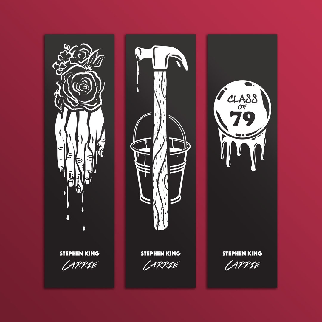 Carrie Stephen King Bookmarks / Single Sided / White Ink on Black Card ...