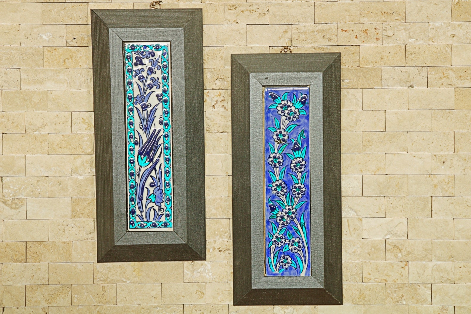 2x Handmade Handpainted Turkish Ottoman Design Wall Art Home Decor Fine ...