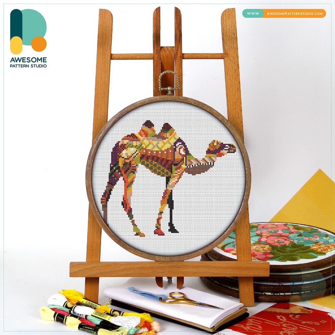 Mandala Camel Cross Stitch Pattern and Kit - Modern Hoop Art ...