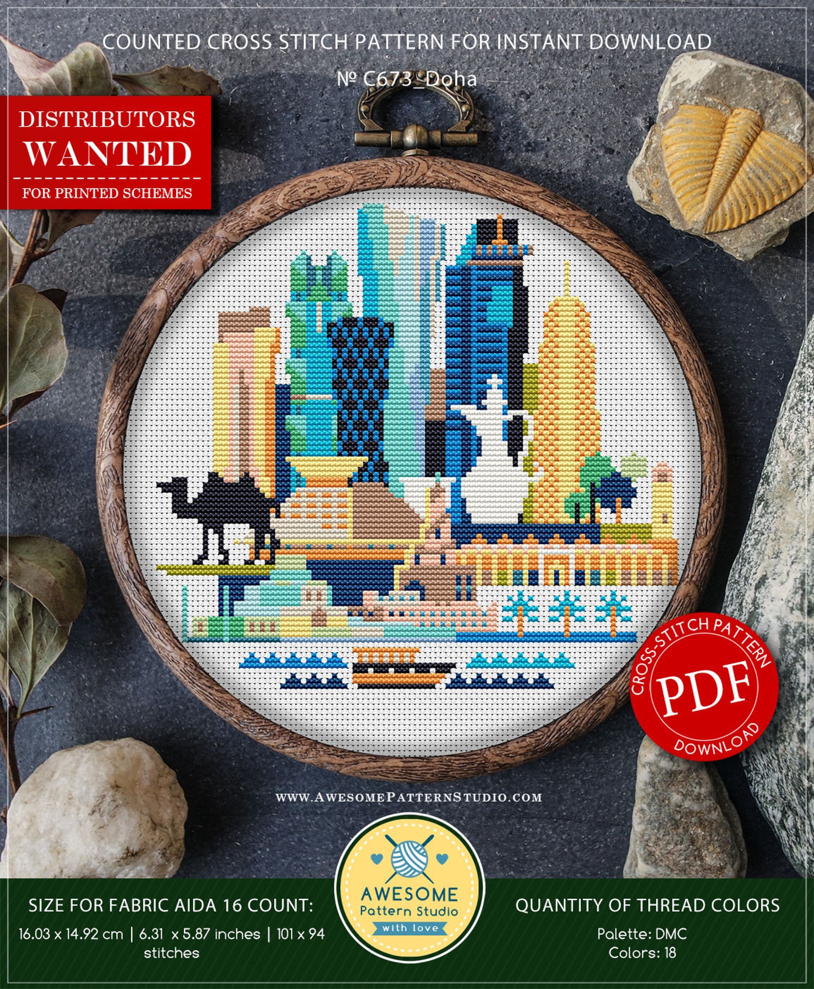 Doha Qatar P673 PDF Cross Stitch Pattern Cross Stitch - Etsy