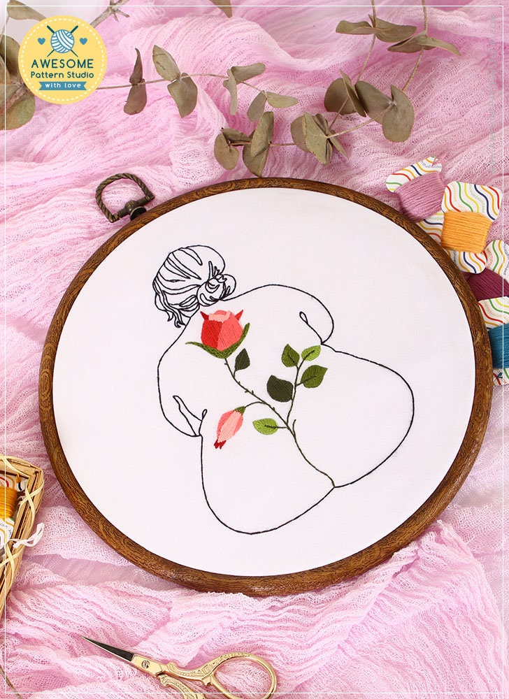 Plus Size Woman Embroidery EM030 Embroidery Pattern KIT and | Etsy