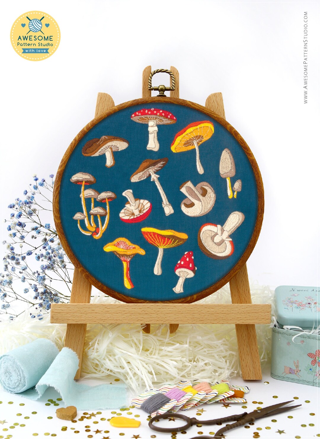 Autumn Mushroom Embroidery Kit and Pattern - Perfect for Boho Decor and ...