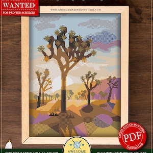 Joshua Tree National Park #P449 Cross Stitch Embroidery Pattern ...
