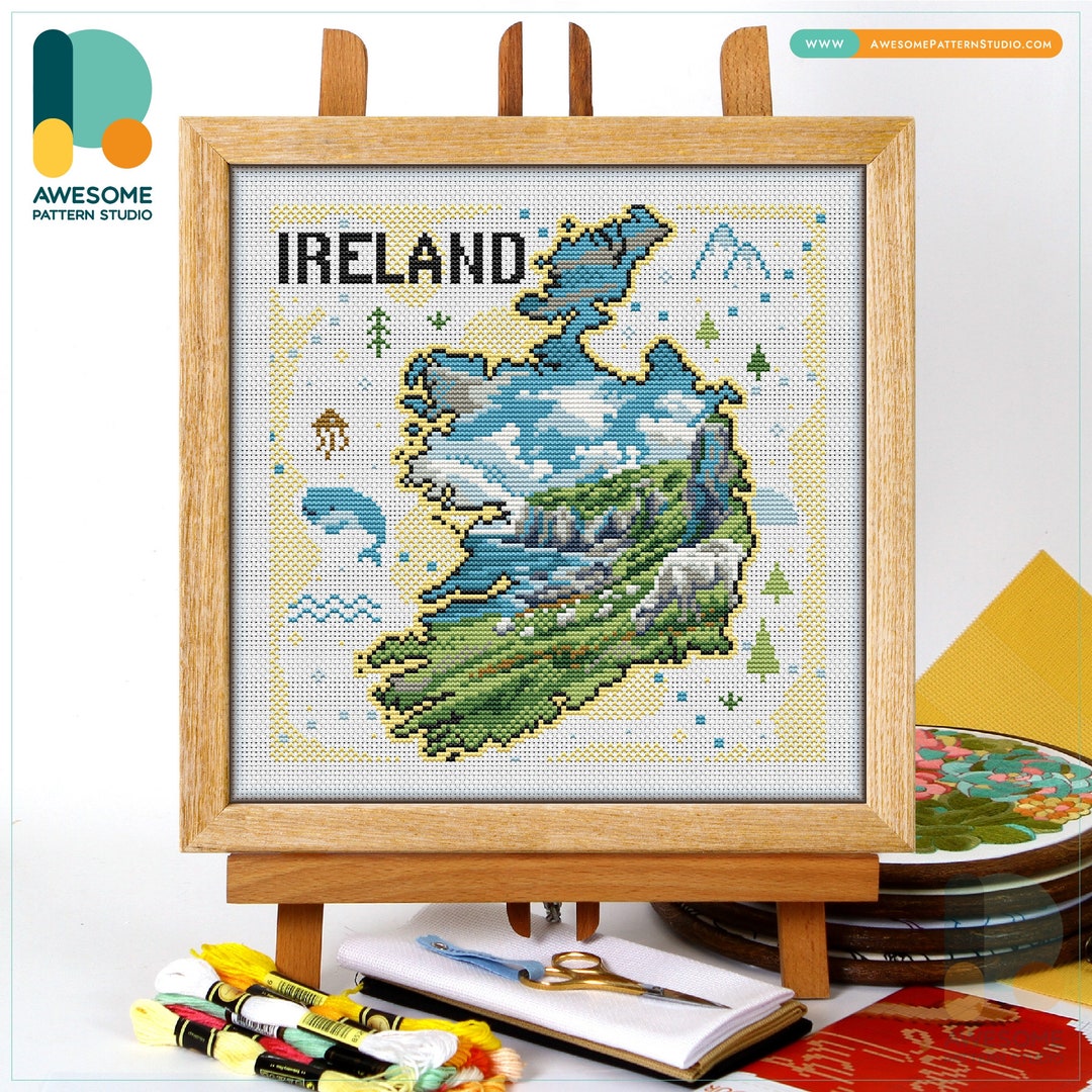 Ireland Cliffs of Moher Clare Map CS2572, Counted Cross Stitch Pattern ...