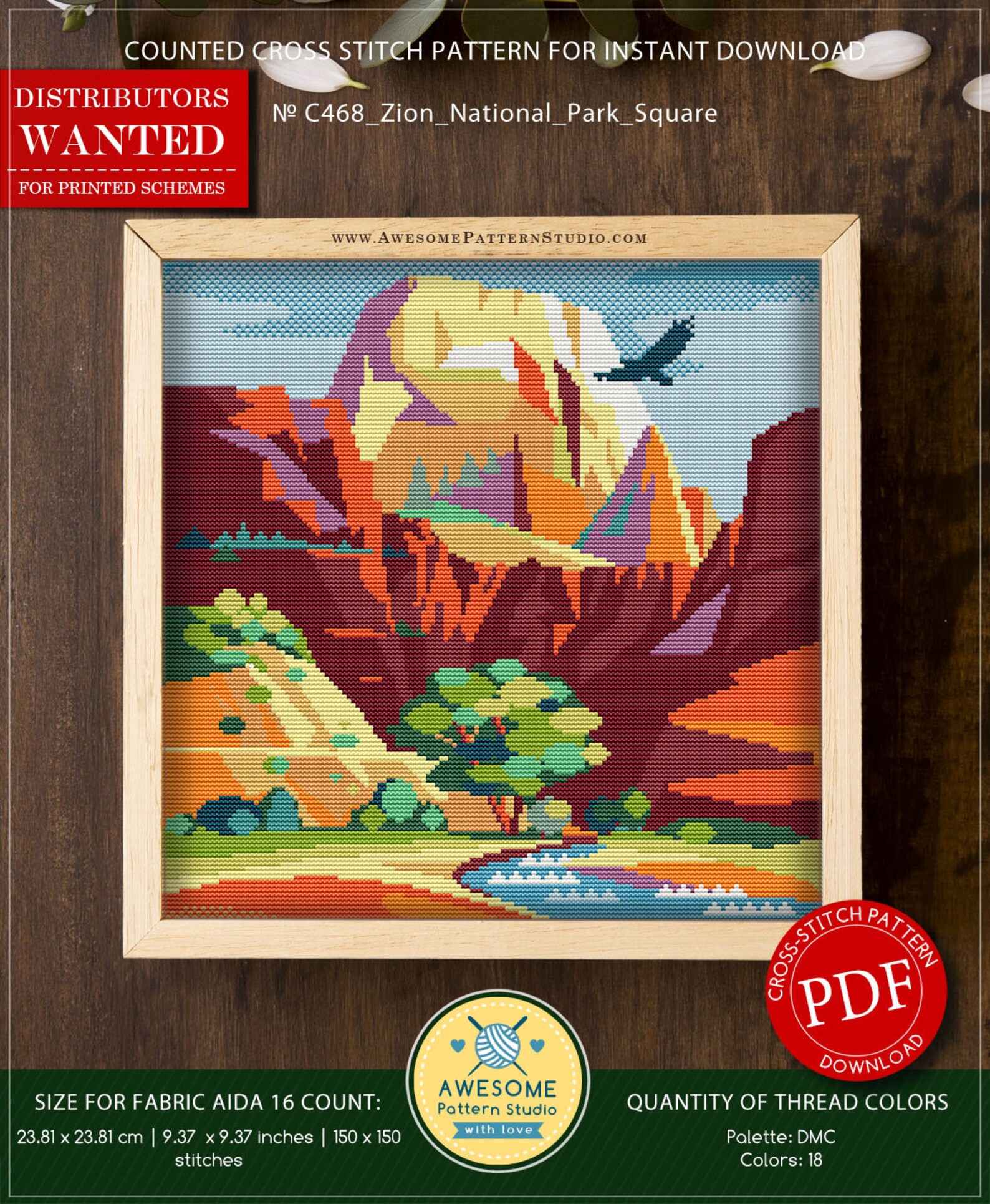 Zion National Park P468 Cross Stitch Embroidery Pattern | Etsy