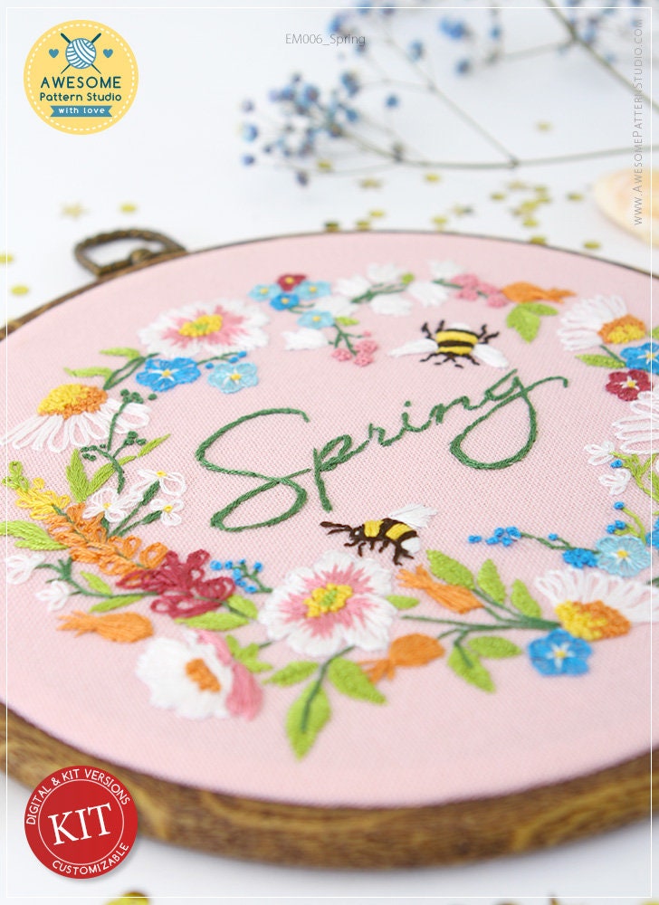 Spring Embroidery EM006 Embroidery Pattern KIT and PDF Diy - Etsy