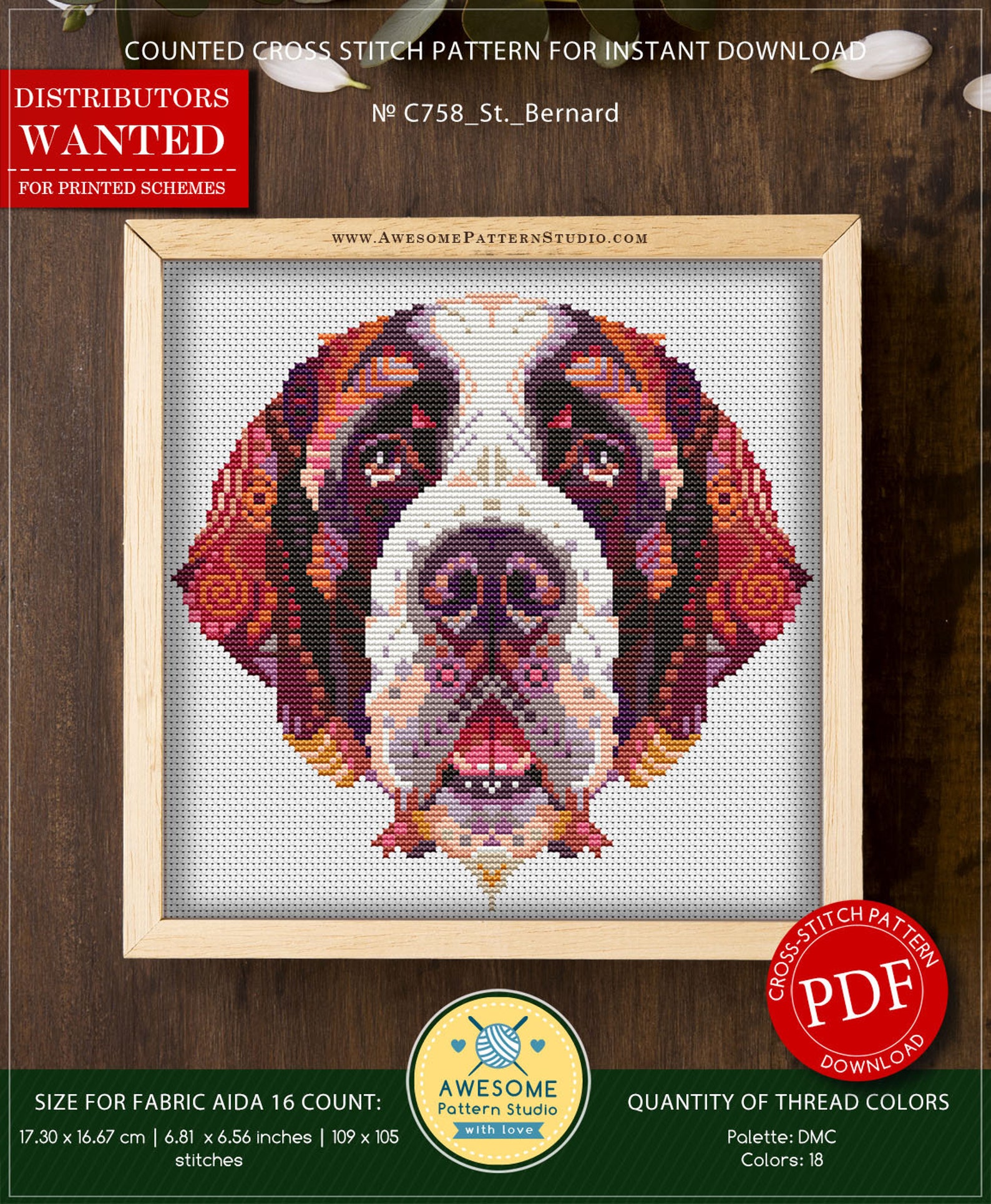 St. Bernard Dog P758 Cross Stitch Pattern Cross Stitch - Etsy