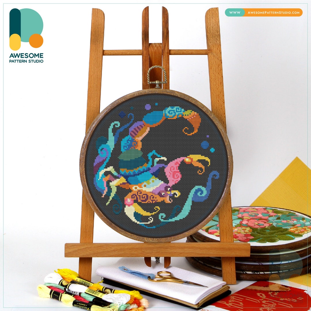 Zodiac Scorpion Cross Stitch Pattern and Kit - Modern Cross Stitch and ...