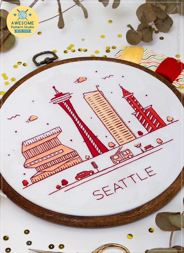 Seattle United States EM153 Embroidery Pattern KIT and PDF - Etsy