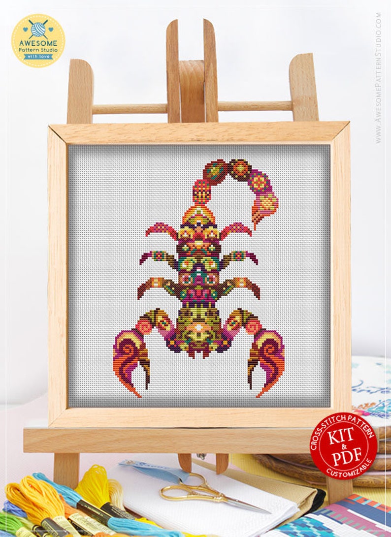 Mandala Scorpion CS618 Counted Cross Stitch Pattern KIT and - Etsy
