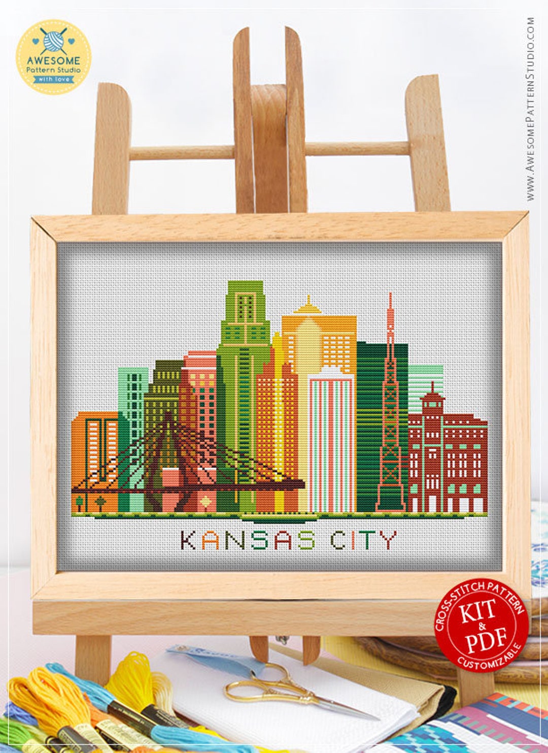 A3 Kansas City Color CS377 Counted Cross Stitch Pattern KIT - Etsy