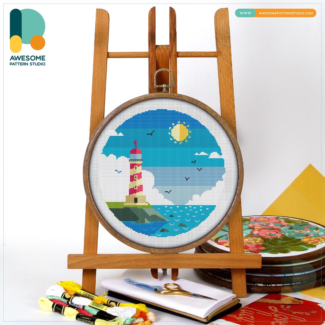 Onshore Lighthouse CS503, Counted Cross Stitch Pattern KIT and PDF ...