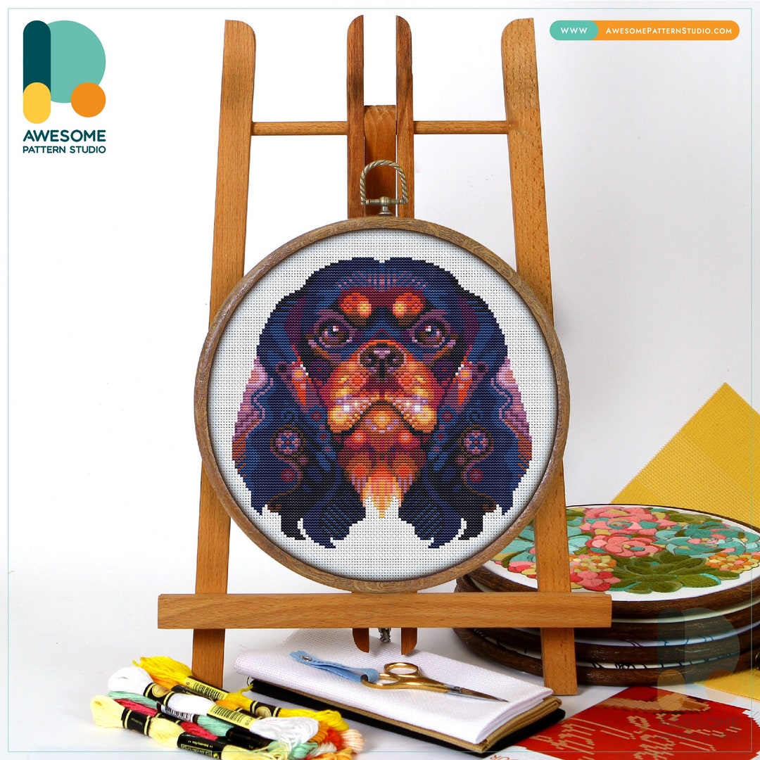 Mandala Cavalier King Charles Spaniel Cross Stitch Pattern and Kit ...