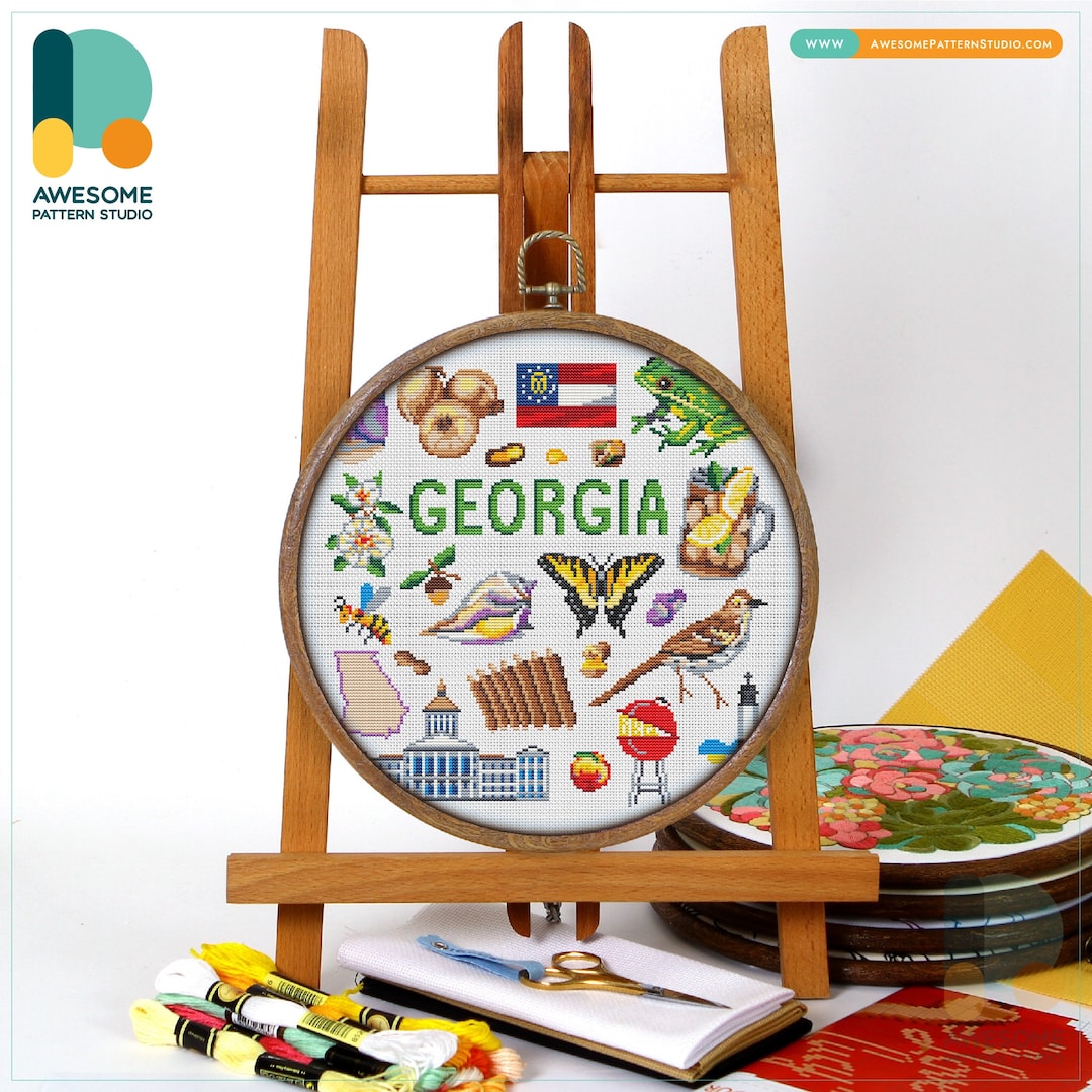 Georgia, USA Collection Cross Stitch Kit and Pattern: Modern Cross ...