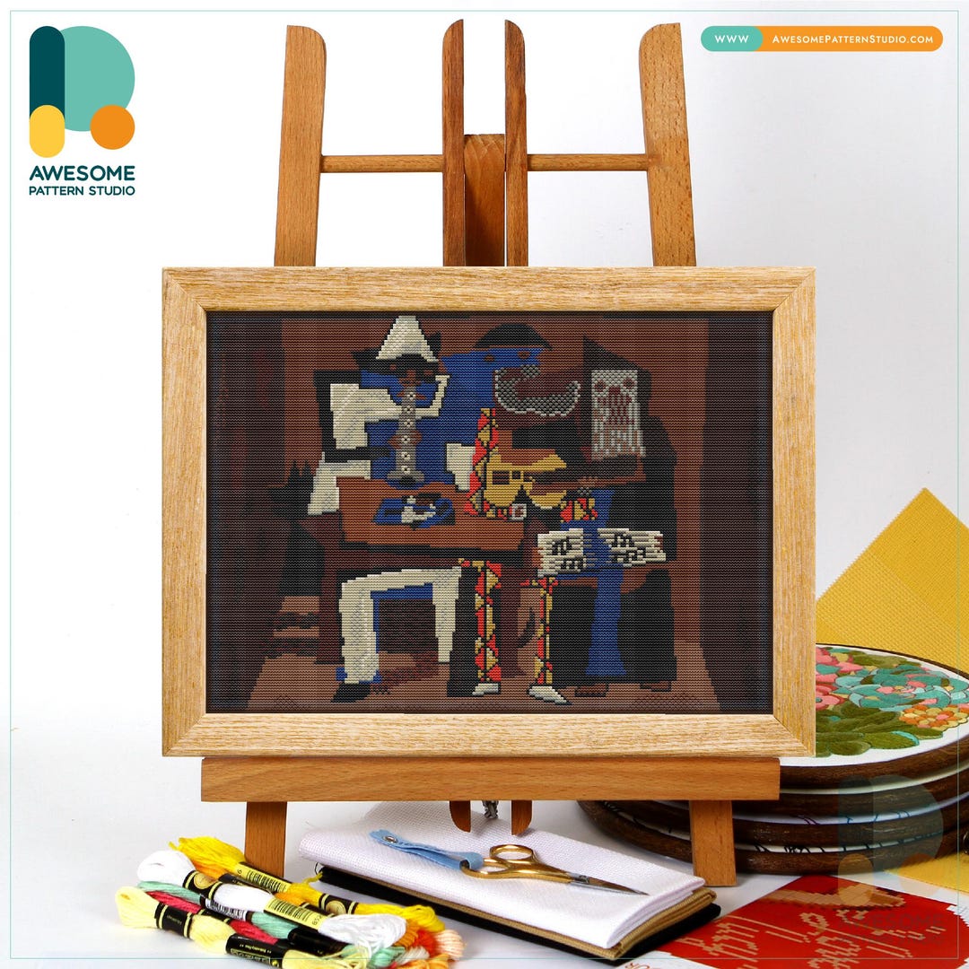 Three Musicians Pablo Picasso CS2847, Counted Cross Stitch Pattern KIT ...