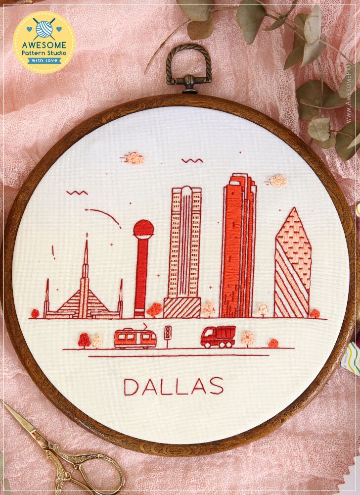 Dallas United States Embroidery EM147 Embroidery Pattern KIT | Etsy