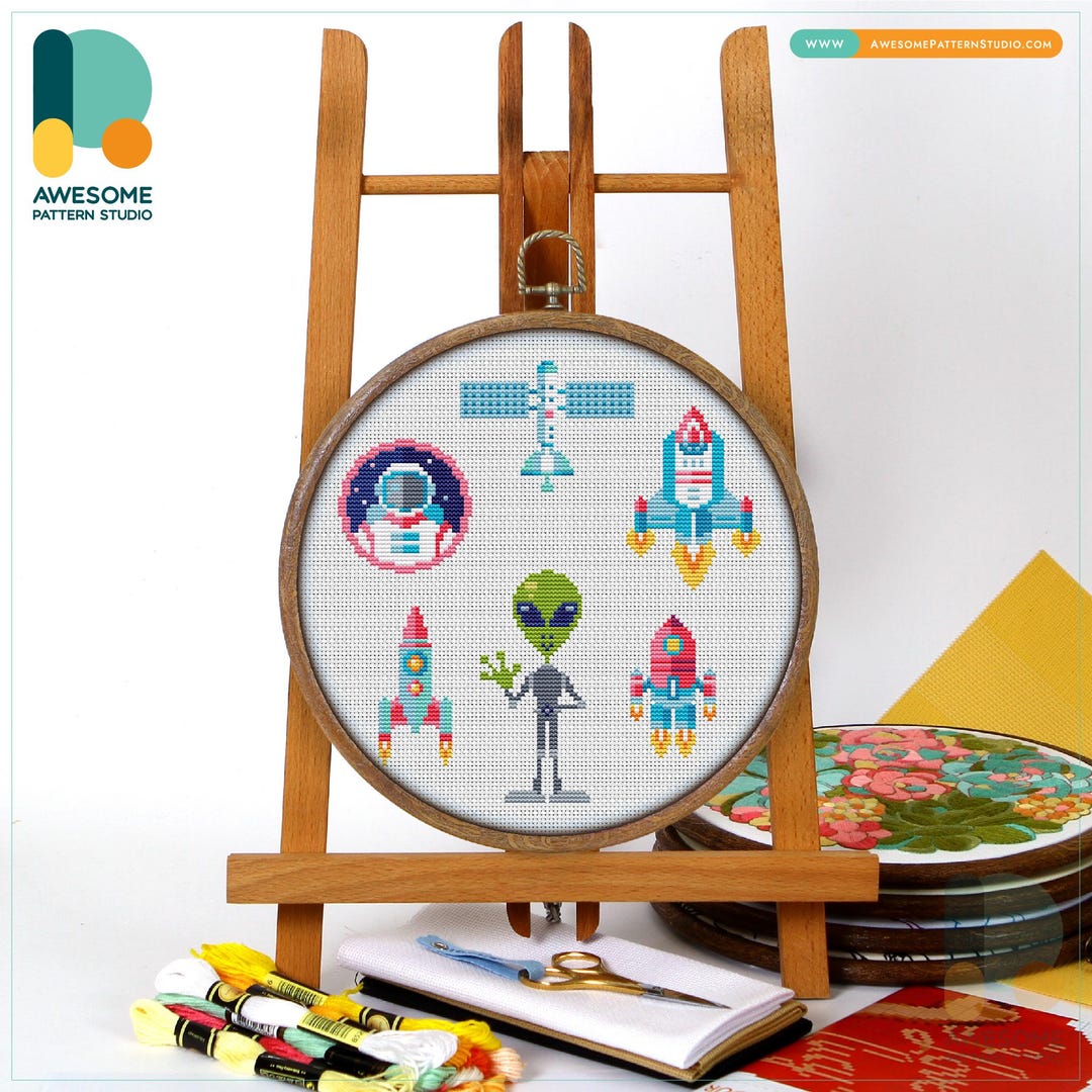 Alien Encounter Cross Stitch Pattern and Kit: Modern Needlework Art for ...