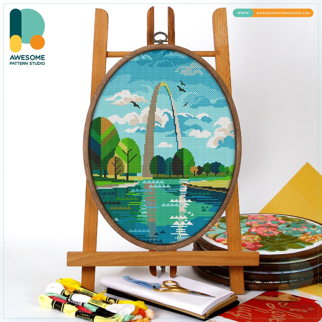 Gateway Arch National Park, USA Cross Stitch Pattern and Kit - Modern ...