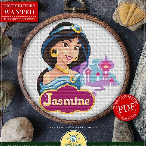 PDF Cross Stitch Pattern 0211.princess Jasmine aladdin - Etsy