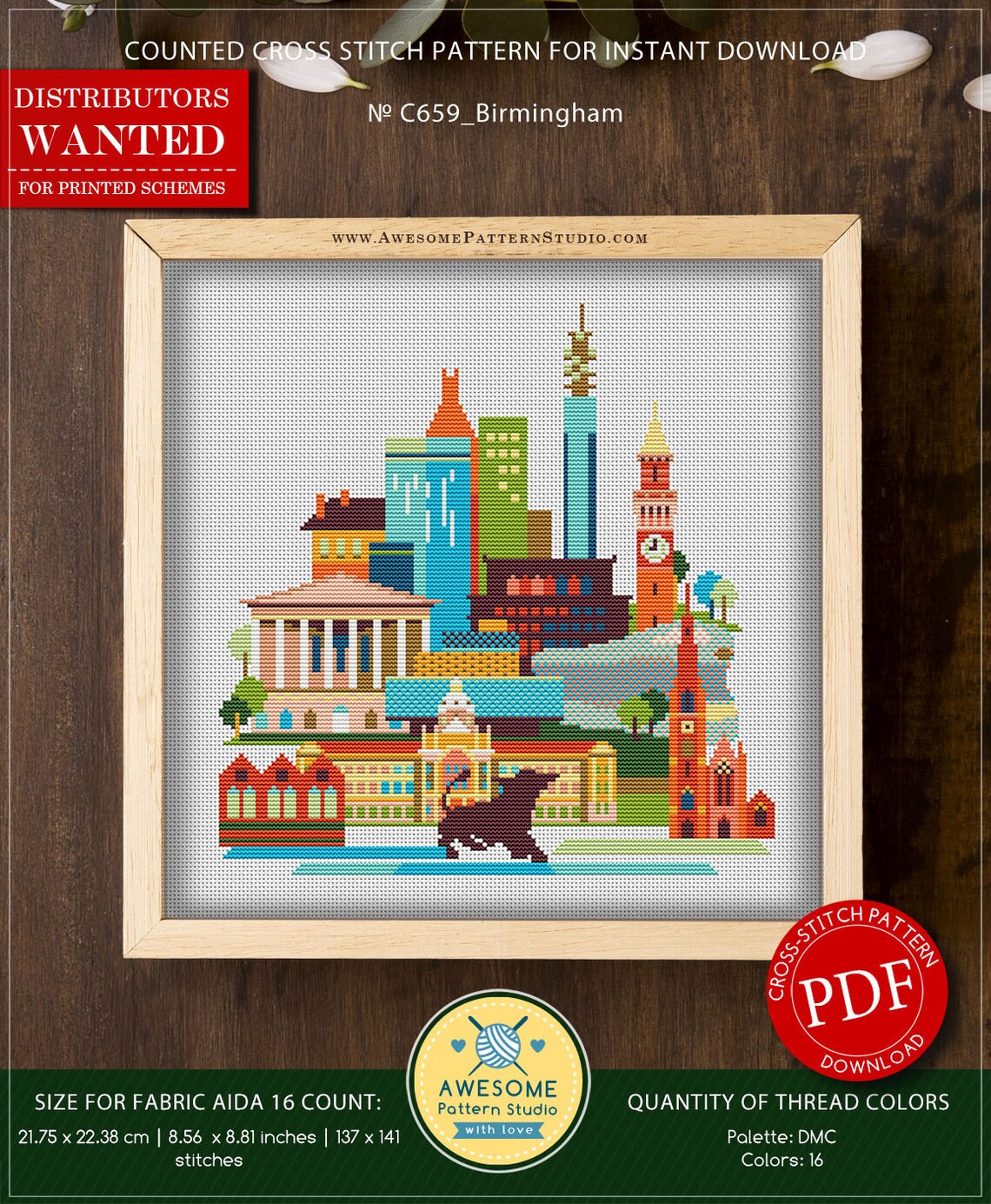Birmingham United Kingdom P659 PDF Cross Stitch Pattern | Etsy