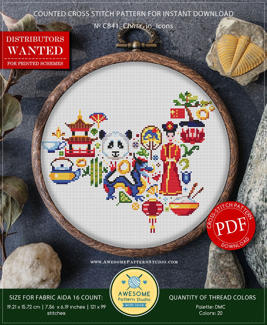 China in Icons #P841 Cross Stitch Pattern Embroidery Pattern Instant ...