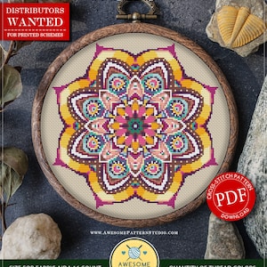 Mandala Flower #P112 Embroidery Cross Stitch PDF Pattern Download ...