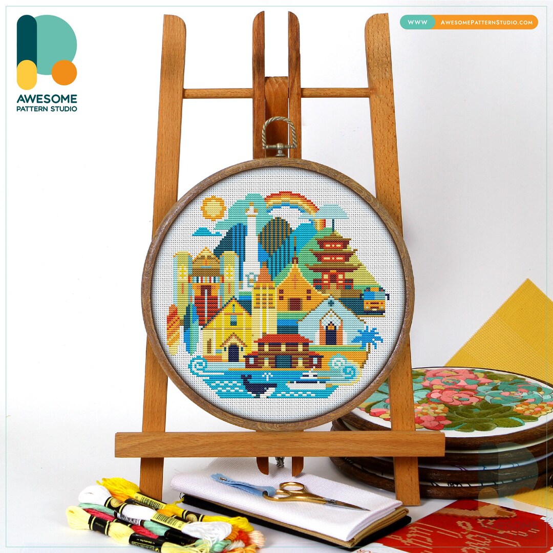 Lahaina, USA, Hawaii Cross Stitch Pattern and Kit: Modern Cross Stitch ...