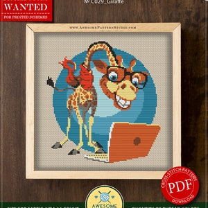 Giraffe #P029 Cross Stitch Embroidery PDF Pattern Download | Stitching ...