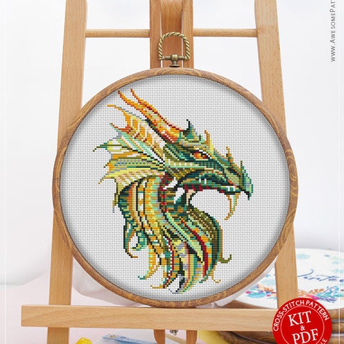 Christmas Light Dragon Cross Stitch Pattern by Sekaior - Etsy